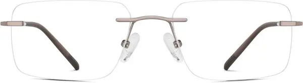 Zenni Rectangle Titanium Rimless Eyeglasses - Brown