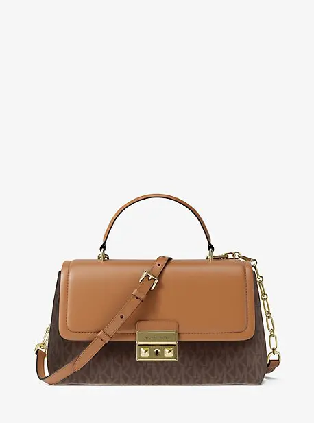 Michael Kors Tribeca Medium Signature Logo Satchel - Brown