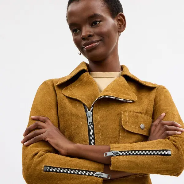 COACH Asymmetrical Suede Moto Jacket