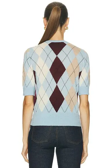 Khaite Anders Cashmere Top - Light Blue Multi