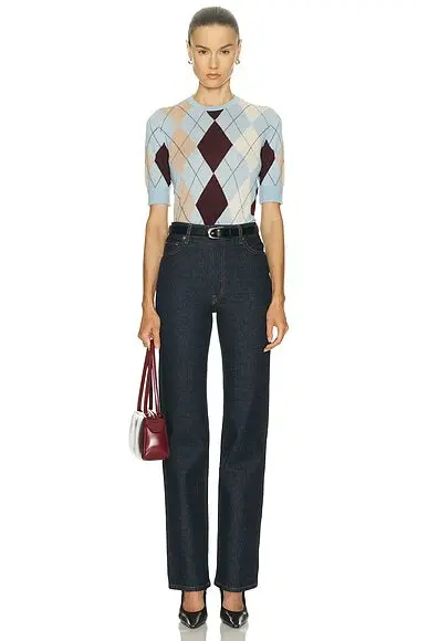 Khaite Anders Cashmere Top - Light Blue Multi