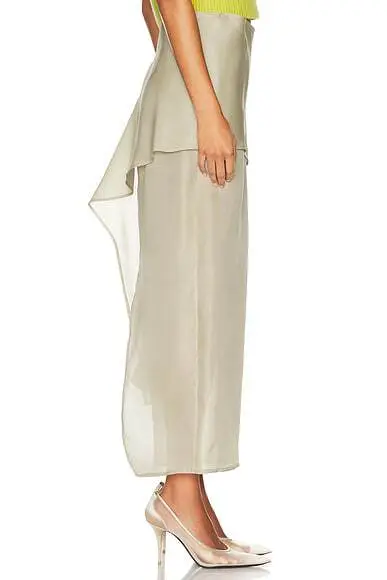 HELSA The Silk Gazar Skirt With Drape - Stone