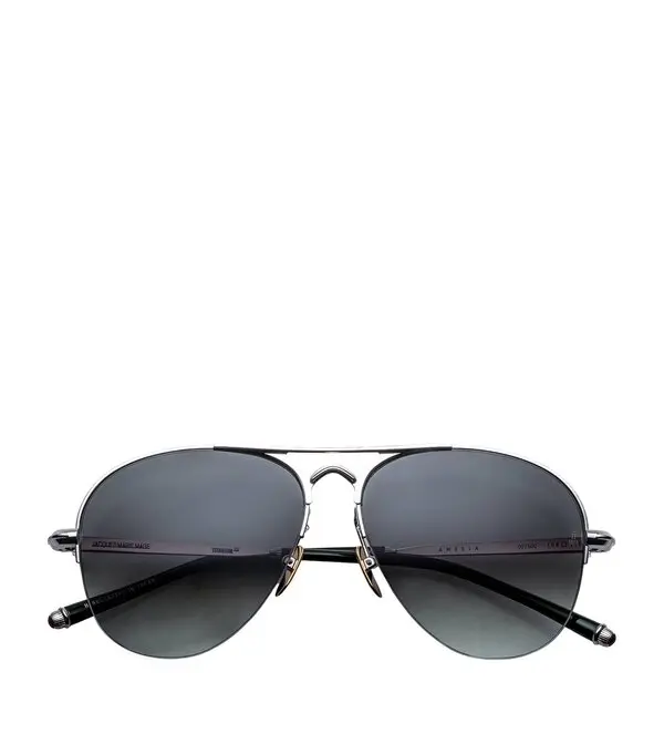 JACQUES MARIE MAGE Metal Amelia Aviator Sunglasses - Silver