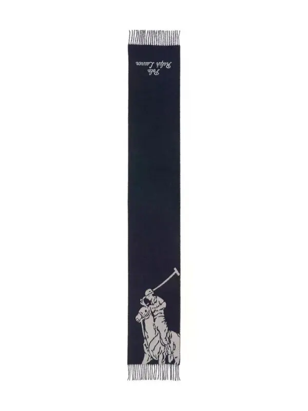 Polo Ralph Lauren Jacquard-knit Fringed Scarf - Blue