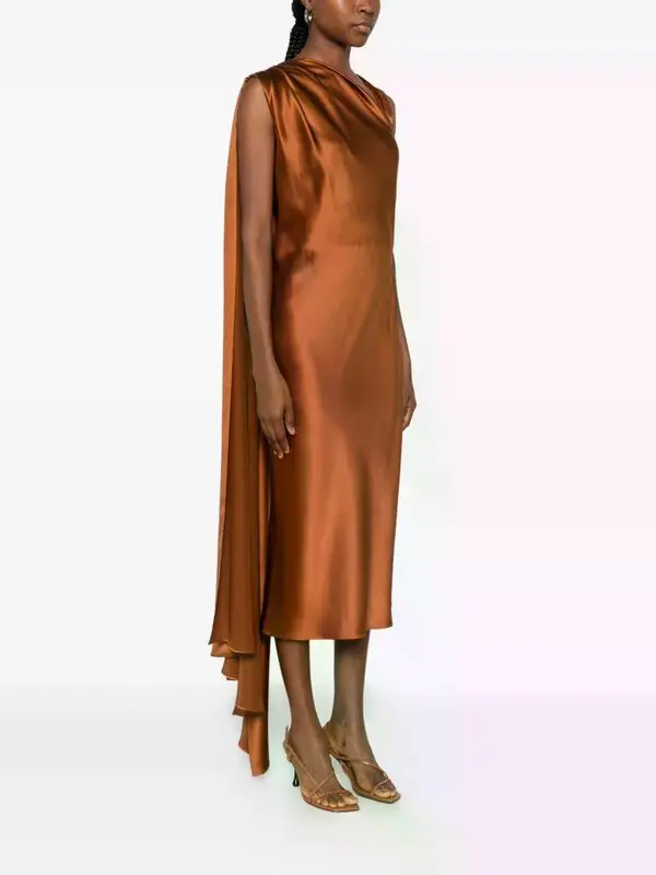 Max Mara Draped Silk Midi Dress - Brown