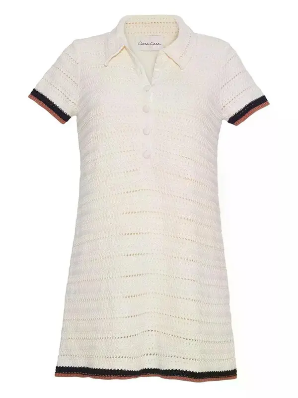 Cara Cara Lydia Crochet Polo Dress - Neutrals