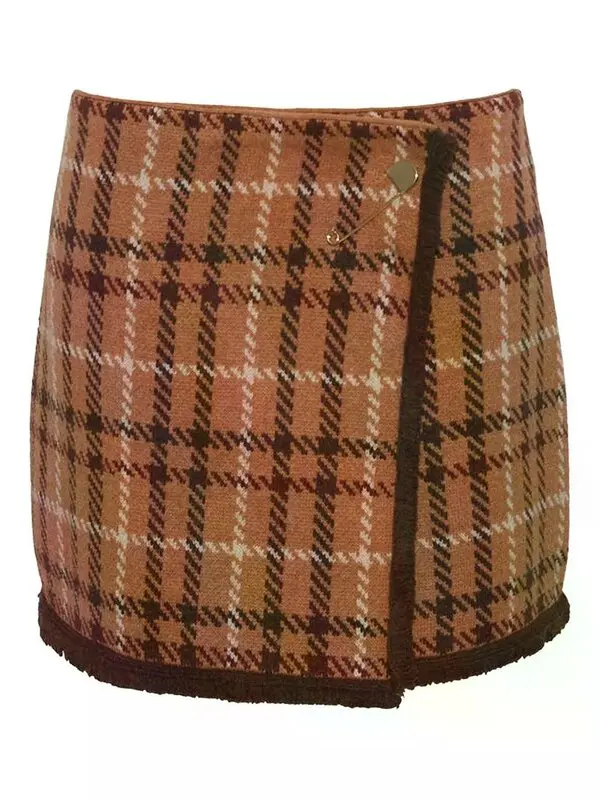 Cara Cara Plaid Mini Skirt - Brown