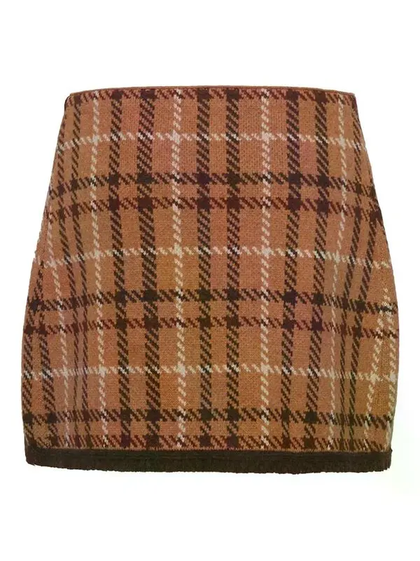 Cara Cara Plaid Mini Skirt - Brown
