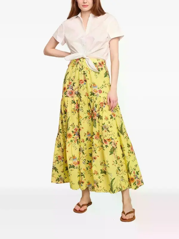 Cara Cara Floral Tiered A-line Skirt