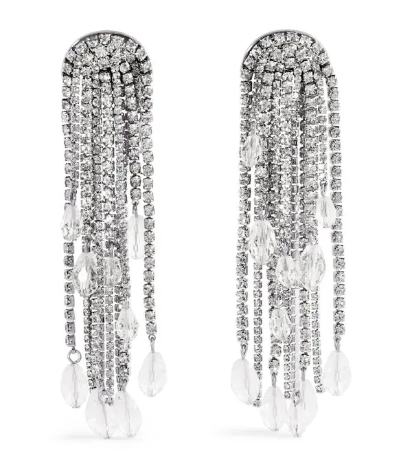 Carolina Herrera Crystal Tassel Drop Earrings - Silver