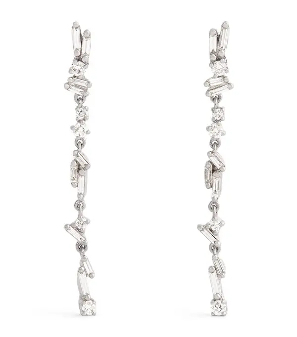 SUZANNE KALAN Gold And Diamond Drop Earrings - White