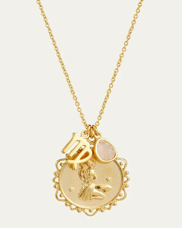 Tai Zodiac Charm Necklace With Moonstone - Virgo