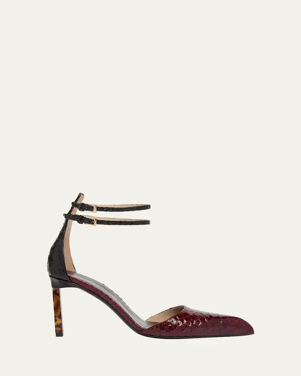 TOM FORD Python-effect Stiletto T-strap Pumps