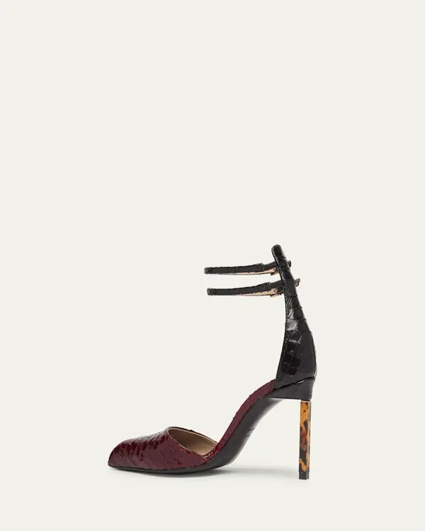 TOM FORD Python-effect Stiletto T-strap Pumps