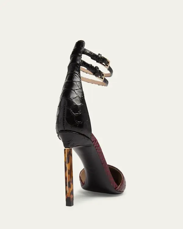 TOM FORD Python-effect Stiletto T-strap Pumps