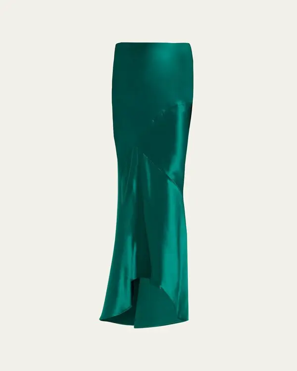 TOM FORD Asymmetric Satin Maxi Skirt - Forest