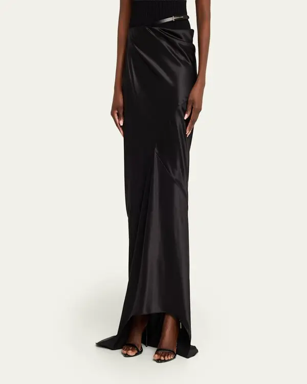 TOM FORD Asymmetric Satin Maxi Skirt - Forest
