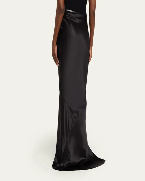 TOM FORD Asymmetric Satin Maxi Skirt - Forest