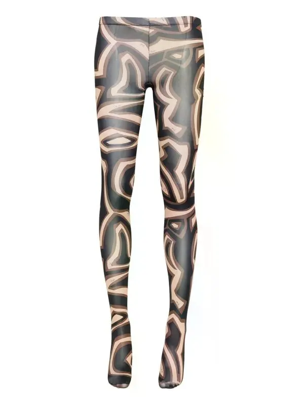 Emilio Pucci Abstract-print Tights - Brown