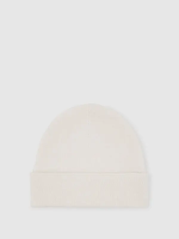 REISS Alba Cashmere Beanie - Cream