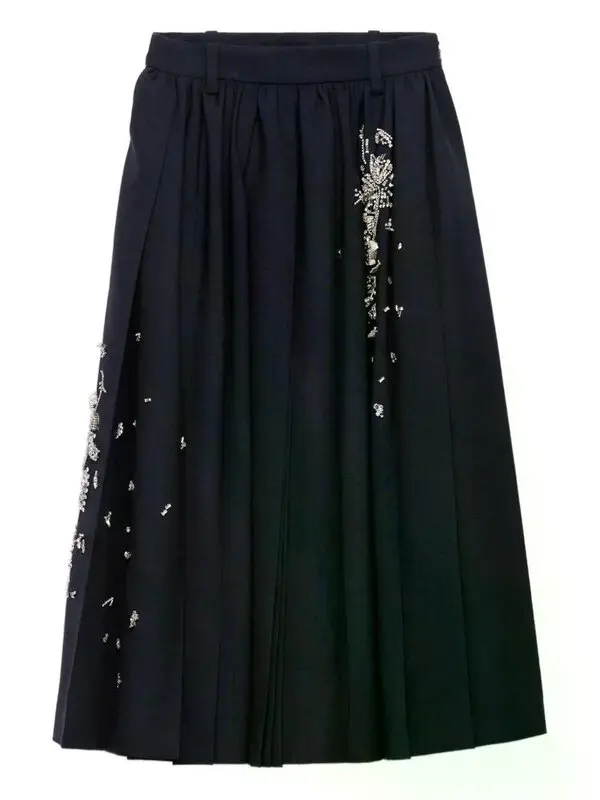 Prada Pleated Embellished Midi Skirt
