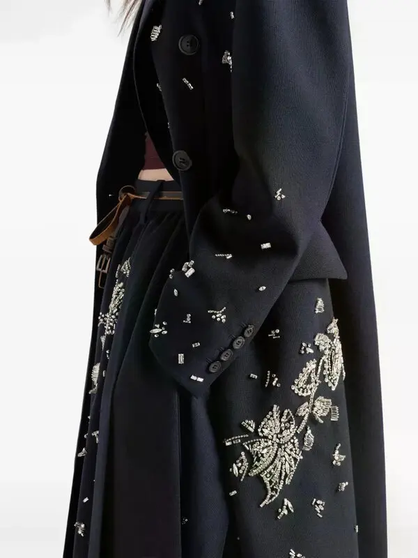 Prada Pleated Embellished Midi Skirt
