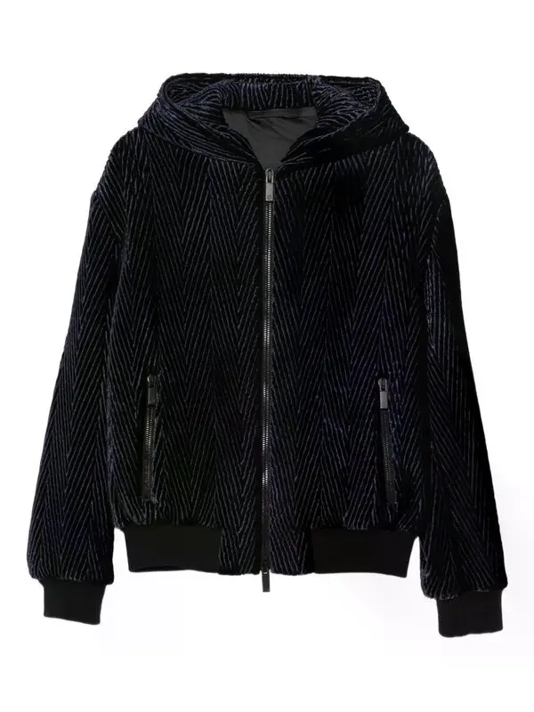Giorgio Armani Herringbone-pattern Hooded Jacket