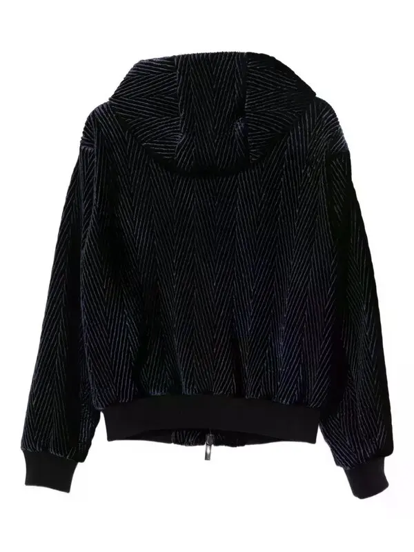 Giorgio Armani Herringbone-pattern Hooded Jacket