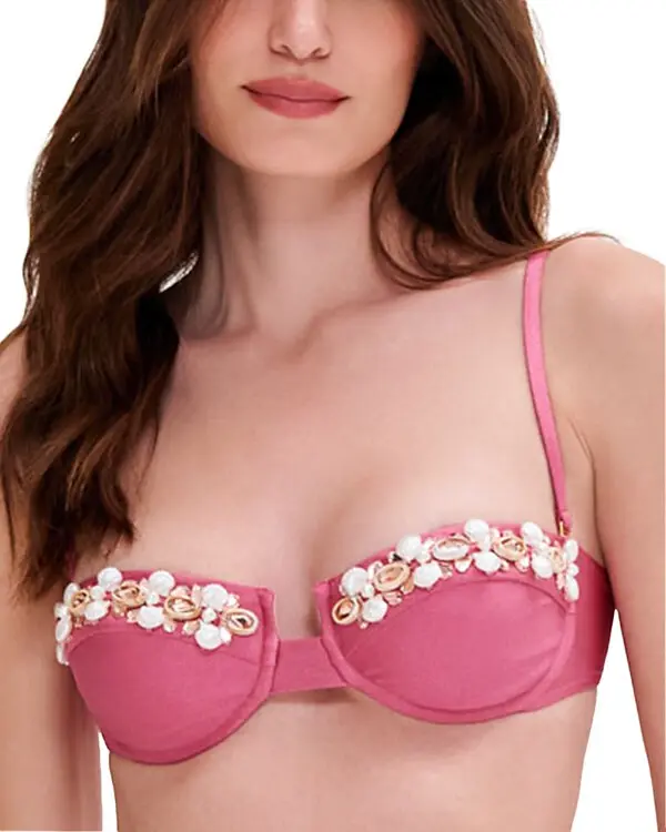 PatBO Seashell Embellished Bikini Top - Pink
