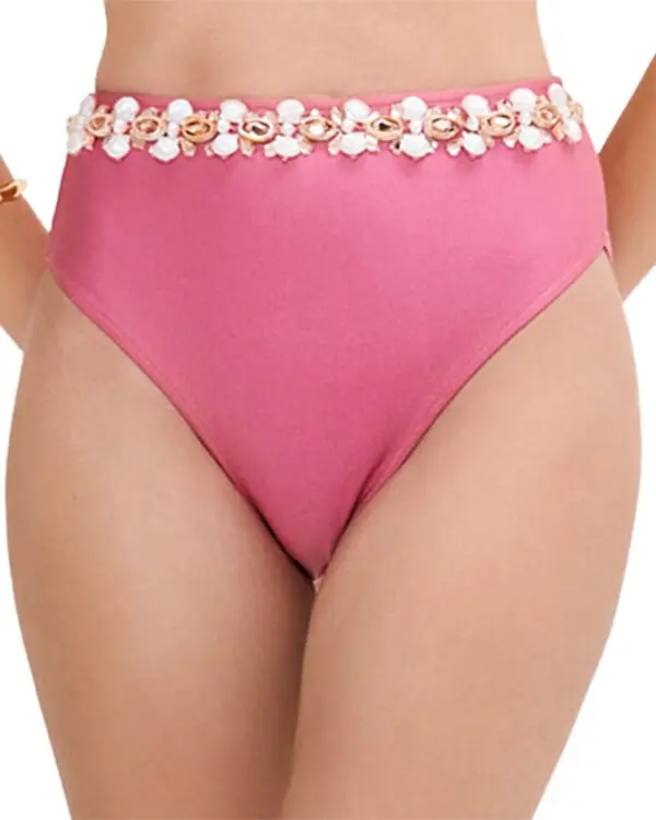 PatBO Seashell Embellished Bikini Bottom - Pink