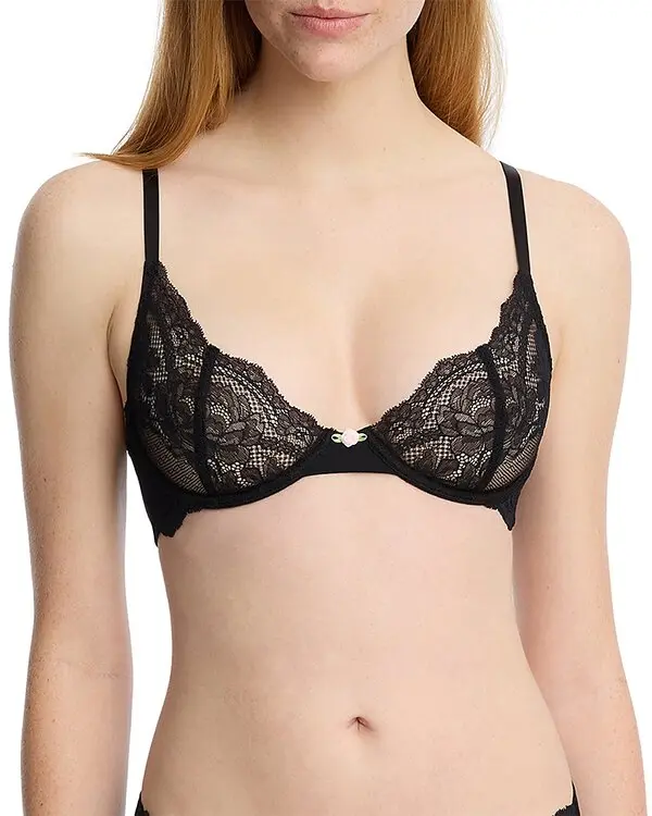 SKARLETT BLUE Unveil Lace Underwire Demi Bra - Black