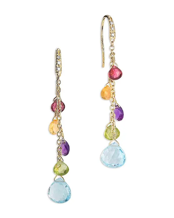 Marco Bicego 18k Yellow Multi Gemstone & Diamond Drop Earrings - Gold