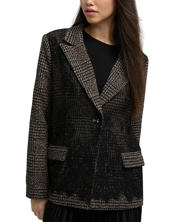 NVLT Plaid Blazer With Lace Applique