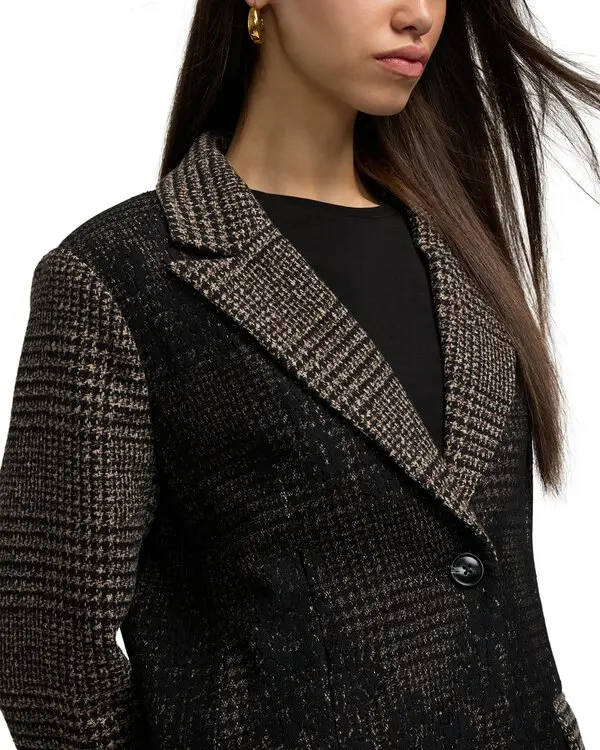 NVLT Plaid Blazer With Lace Applique