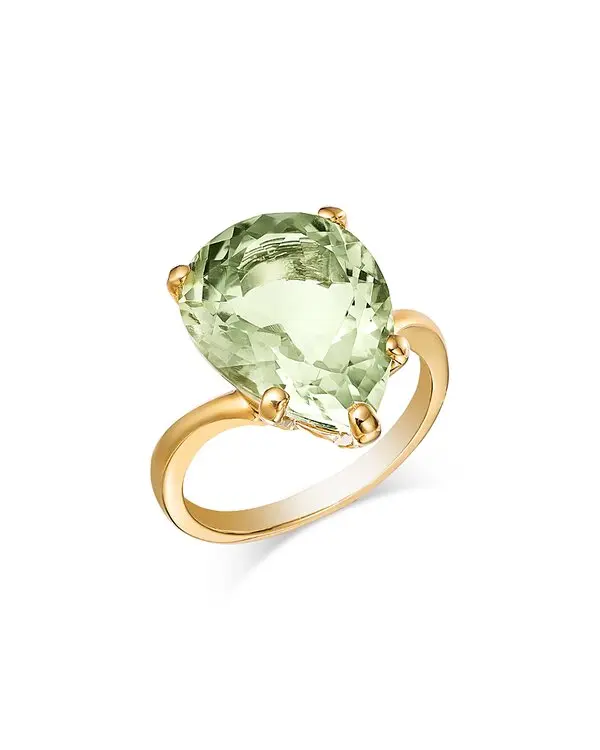 Bloomingdale'S Prasiolite Pear Solitaire Ring - Gold/prasiolite