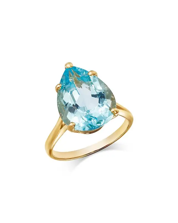 Bloomingdale'S 14k Yellow Gold Sky Topaz Pear Ring - Blue