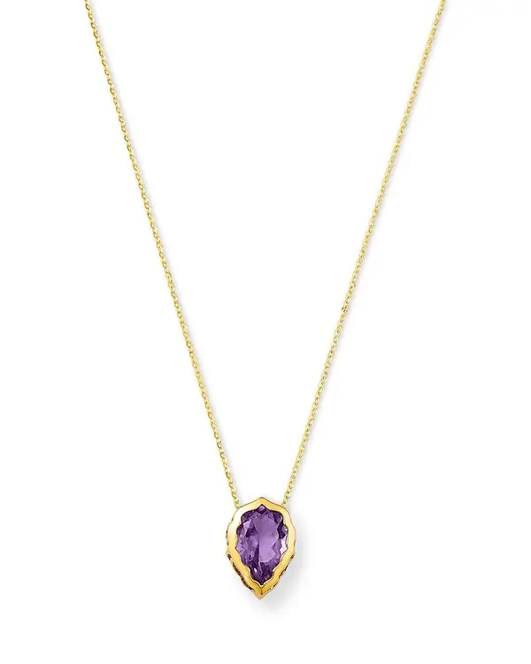Bloomingdale'S 14k Yellow Gold Amethyst Pear Pendant Necklace - Gold/amethyst