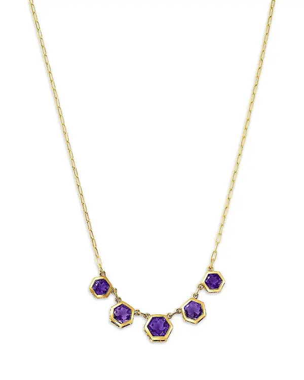 Bloomingdale'S Amethyst Five Stone Collar Necklace - Gold