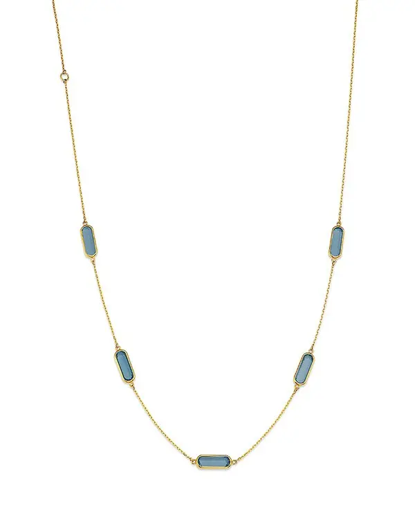 Bloomingdale'S Blue Topaz And 14k Yellow Gold Station Necklace - Gold/topaz