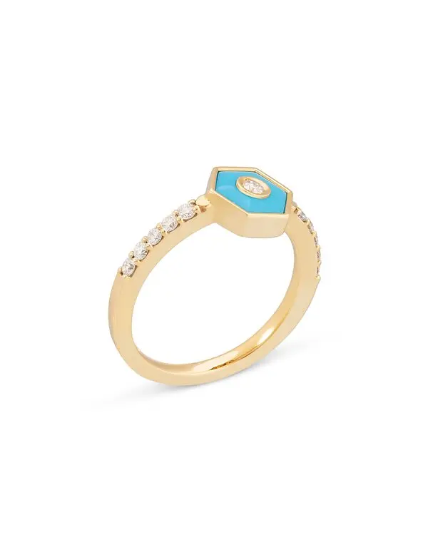Miseno Diamond & Turquoise Baia Stackable Ring - Gold