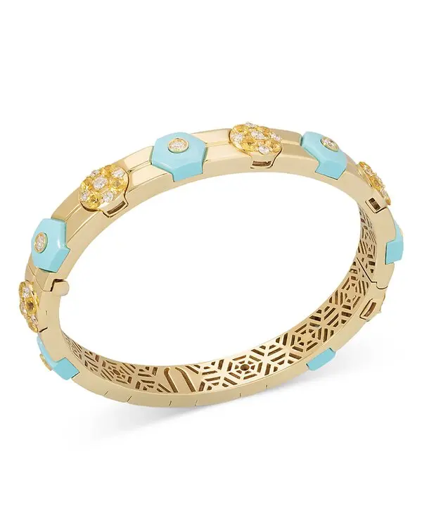Miseno 18k Yellow Baia Bangle With Diamonds, Yellow Sapphire & Turquoise - Gold