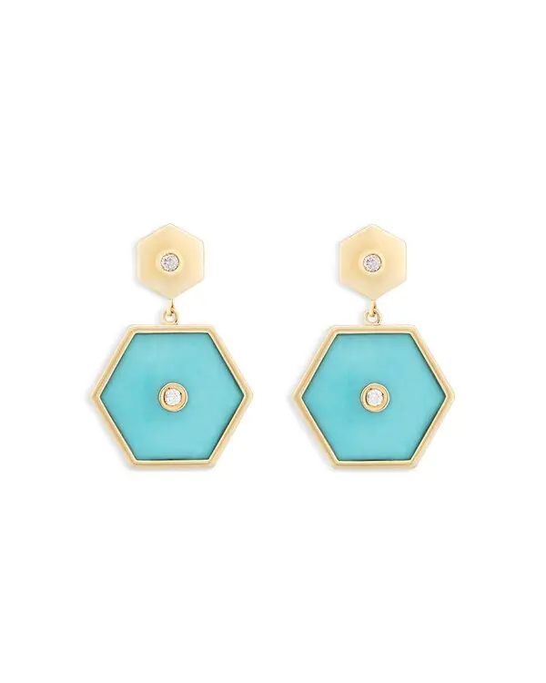 Miseno Diamond And Turquoise Baia Earrings - Blue/gold