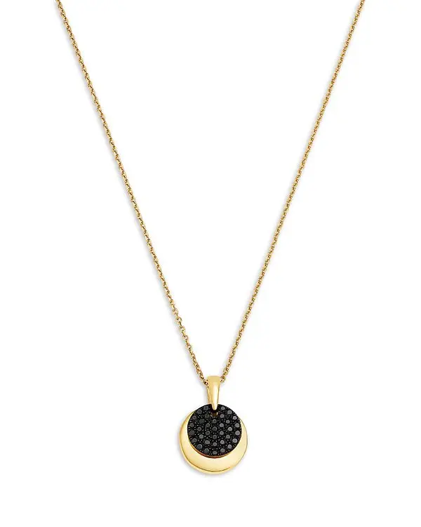 Bloomingdale'S Black Diamond And 14k Yellow Circle Pendant Necklace - Gold