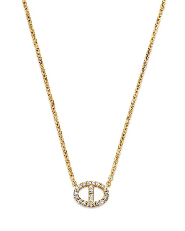 Bloomingdale'S Diamond Mariner Link 14k Yellow Pendant Necklace - Gold