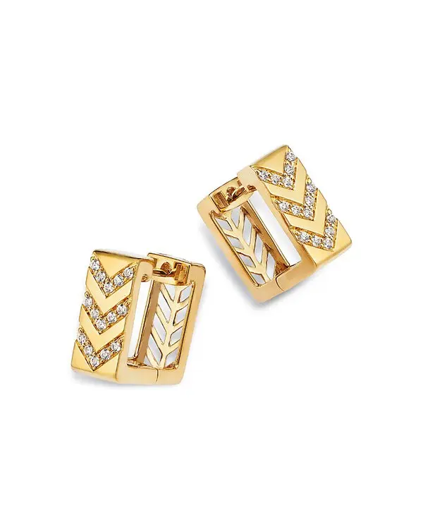 Bloomingdale'S Diamond Chevron Square Huggie Hoop Earrings - Gold
