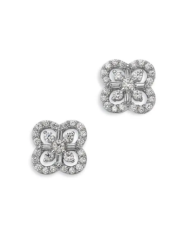 Bloomingdale'S Diamond Clover Stud Earrings 0.5 Tcw - White Gold
