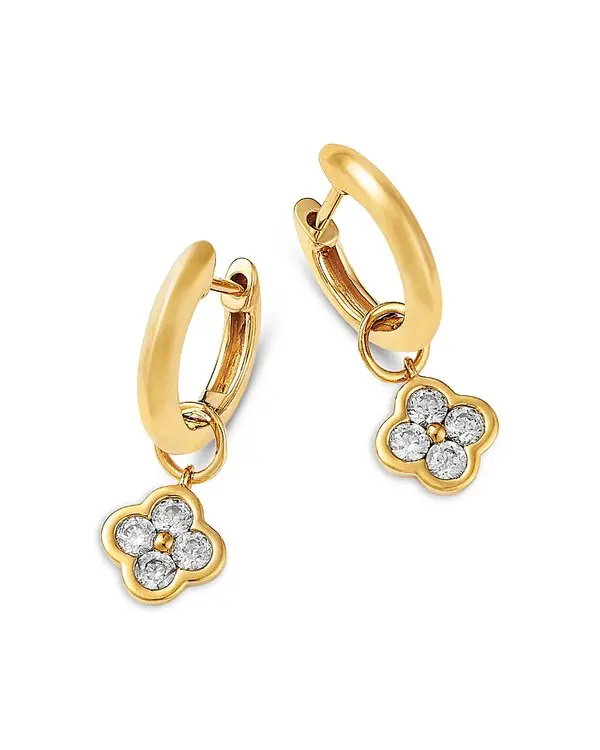 Bloomingdale'S Clover Dangle Hoop Earrings In 14k Yellow - Gold