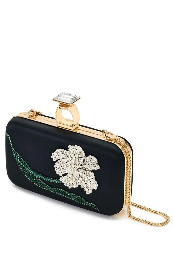 Sachin & Babi Embroidered Clutch With Chain - Black