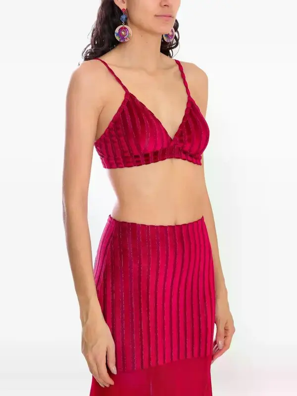 AMIR SLAMA X Astrid Striped Crop Top - Red