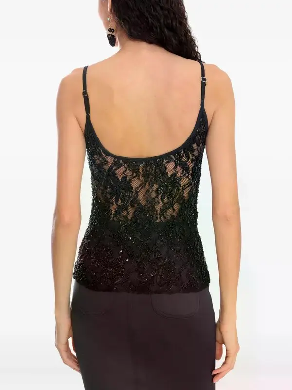 AMIR SLAMA Lace Beaded Top